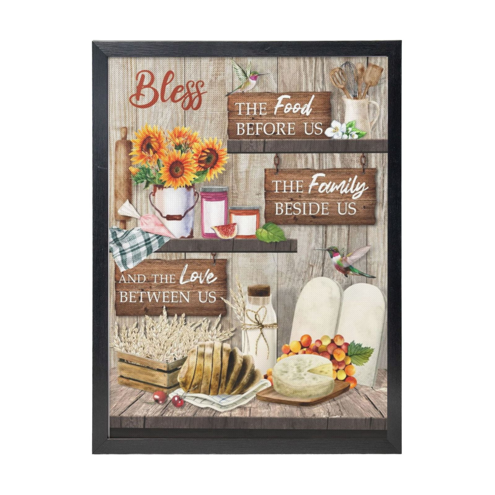 ALOUYA Kitchen Canvas Wall Art Bless the Food Before Us Wall Decor ...