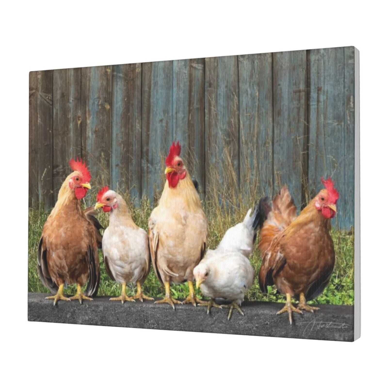 ALOUYA Kitchen Chicken Wall Art Farm Rooster Picture on Canvas for ...