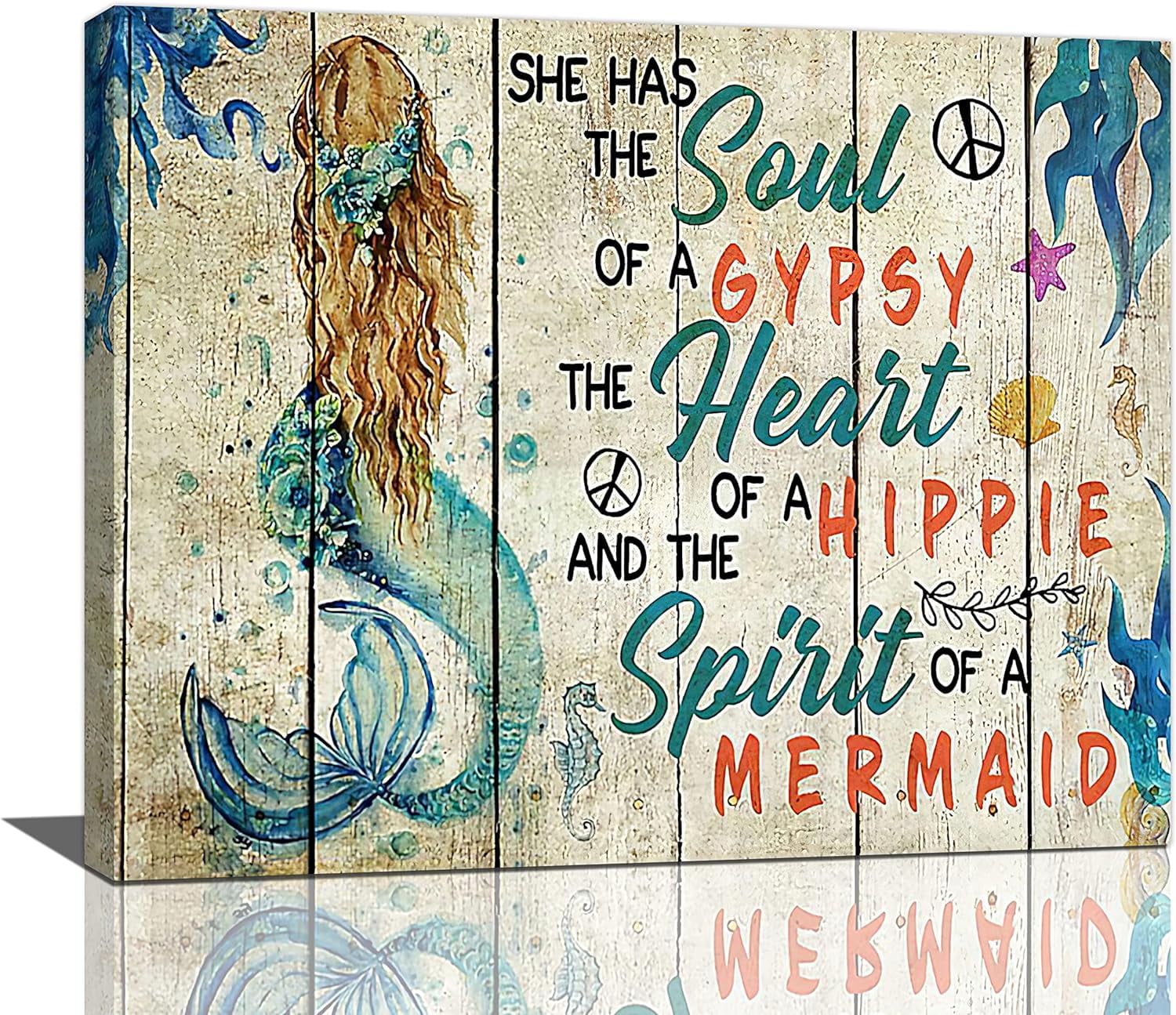 ALOUYA Mermaid Wall Art Motivational Mermaid Canvas Prints Painting ...