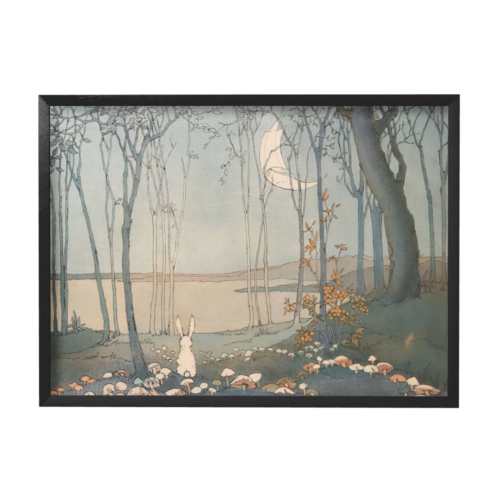ALOUYA New Moon Poster - Retro Bunny in The Woods Print - Mushroom Art ...