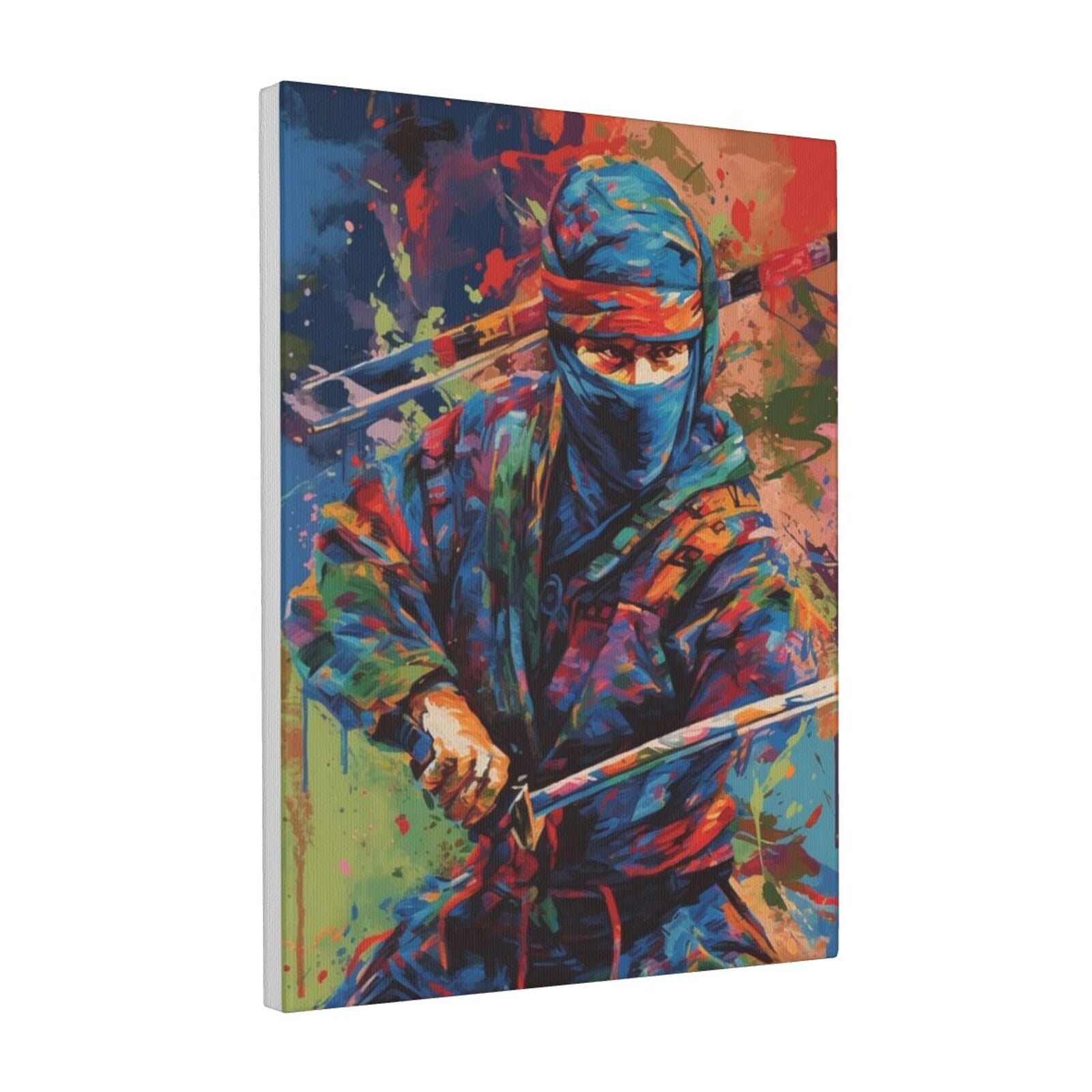 ALOUYA Ninja Art Print Poster, Wall Art Painting Decor. Paint Splash Style Artwork. (Ninja ...