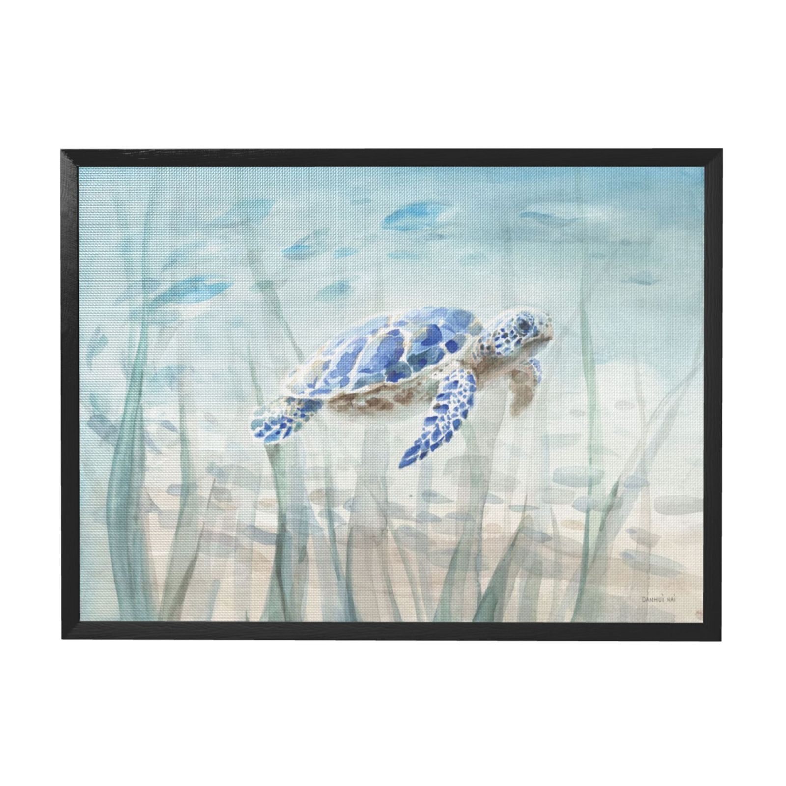 ALOUYA Ocean Wall Decor Blue Turtle Canvas Art Sea Grass Pictures ...