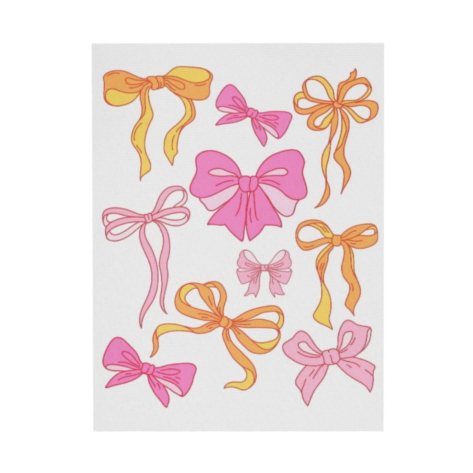 ALOUYA Pink and Orange Wall Art Preppy Things Aesthetic Bow Decor Art ...