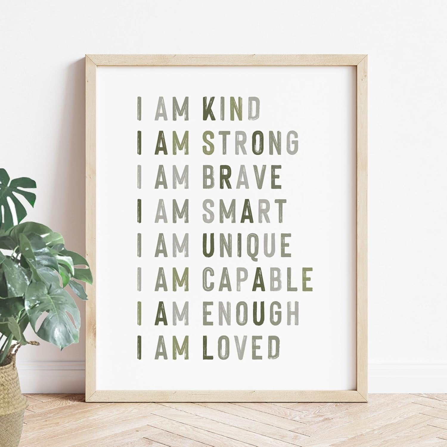 ALOUYA Positive Affirmations, Classroom Wall Art, Green Nursery Wall ...