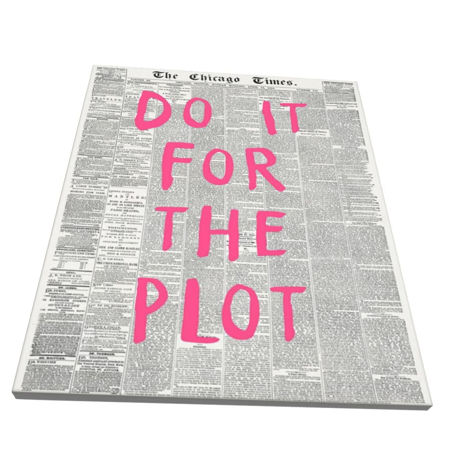 ALOUYA Retro Newspaper Posters Pink Preppy Canvas Wall Art Trendy Art ...