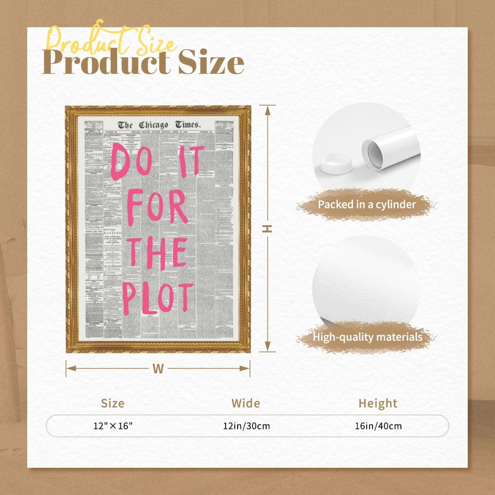 ALOUYA Retro Newspaper Posters Pink Preppy Canvas Wall Art Trendy Art ...