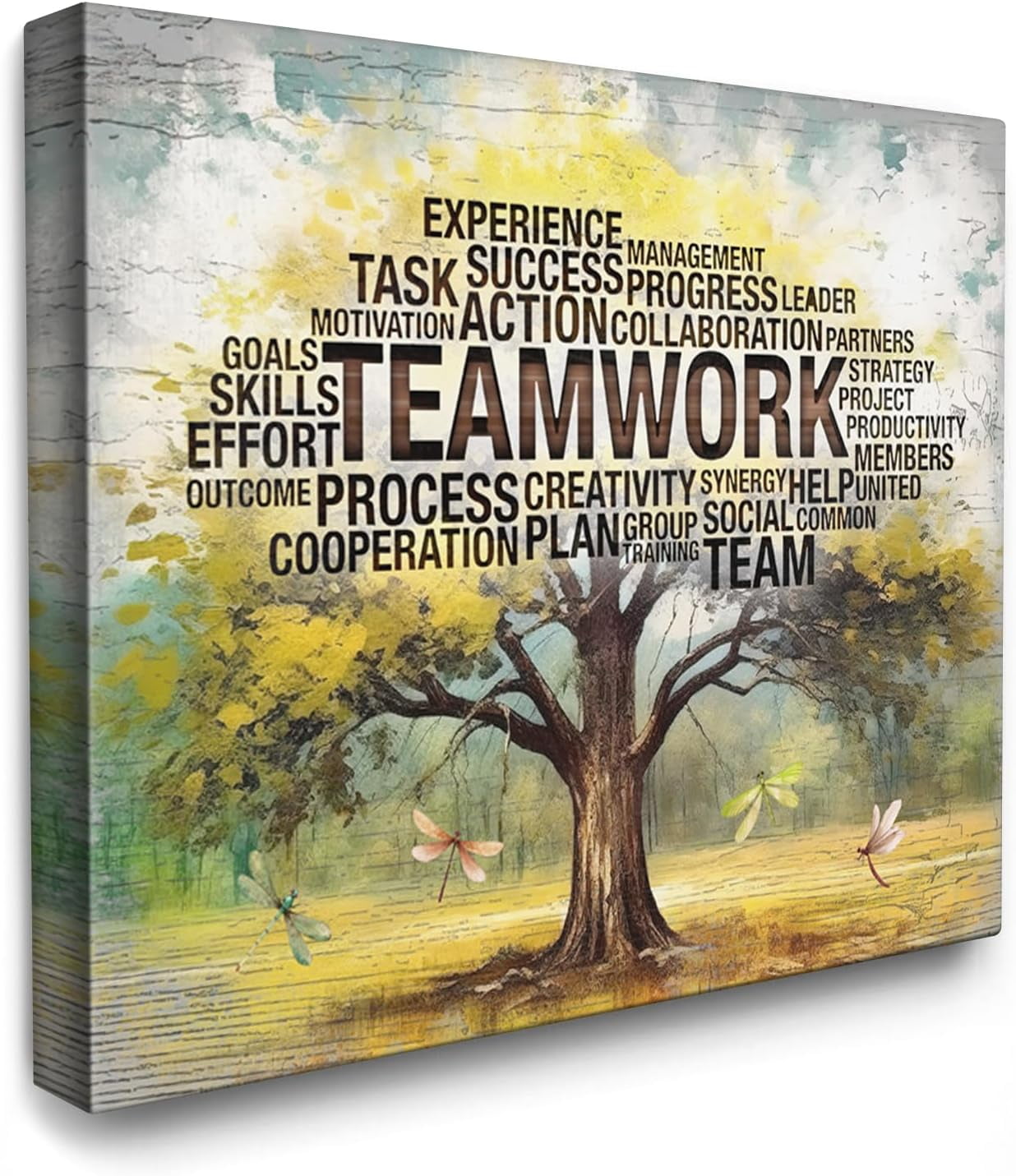 ALOUYA Teamwork Tree Canvas Wall Art for Office Inspirational Painting ...