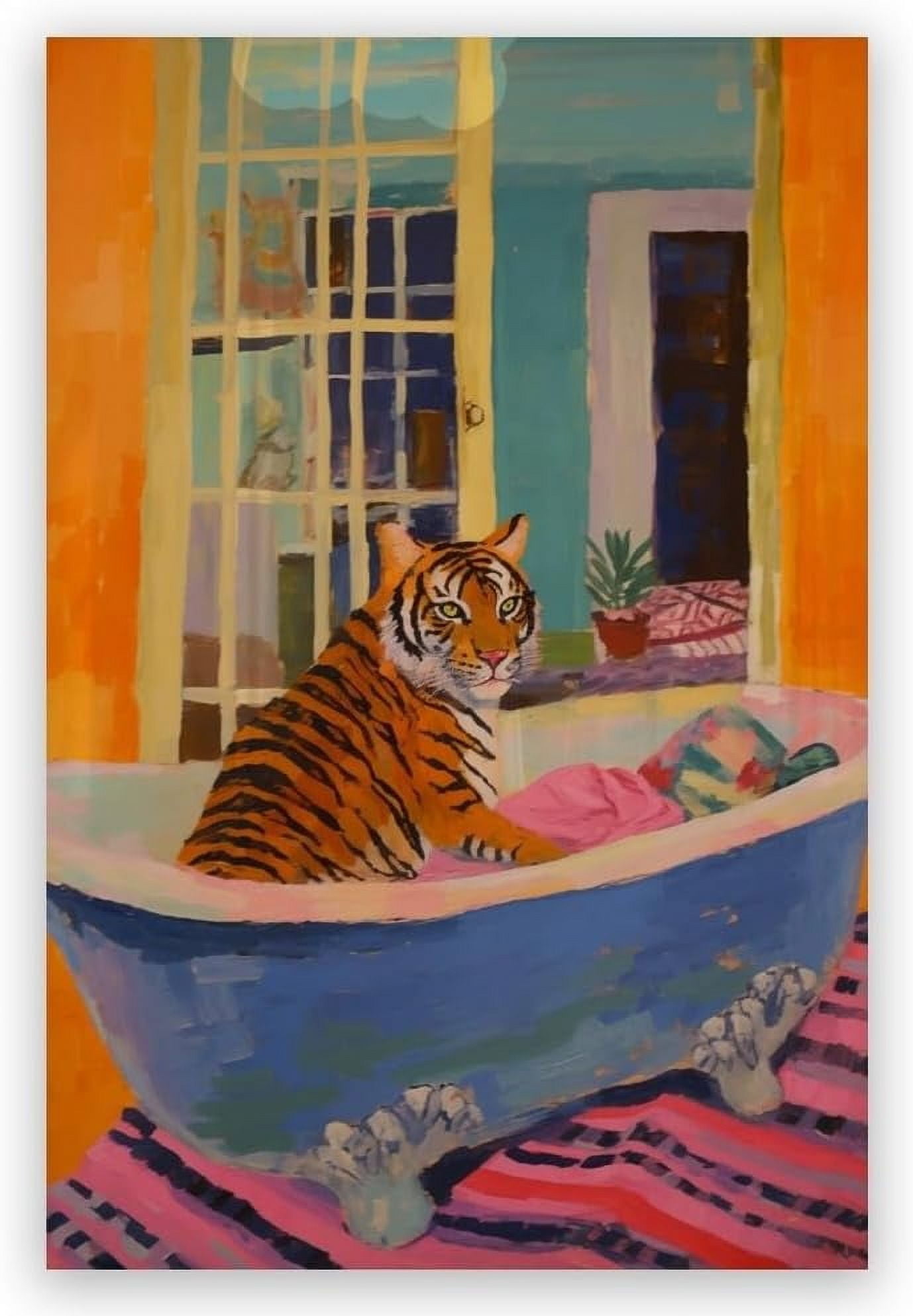ALOUYA Tiger Poster Maximalist Bathroom Wall Art Dopamine Decor Pink ...