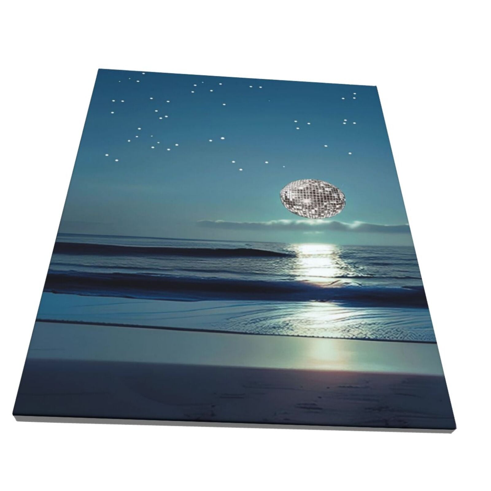 ALOUYA Trendy Night Beach Scenery Wall Art Abstract Moon Disco Ball ...
