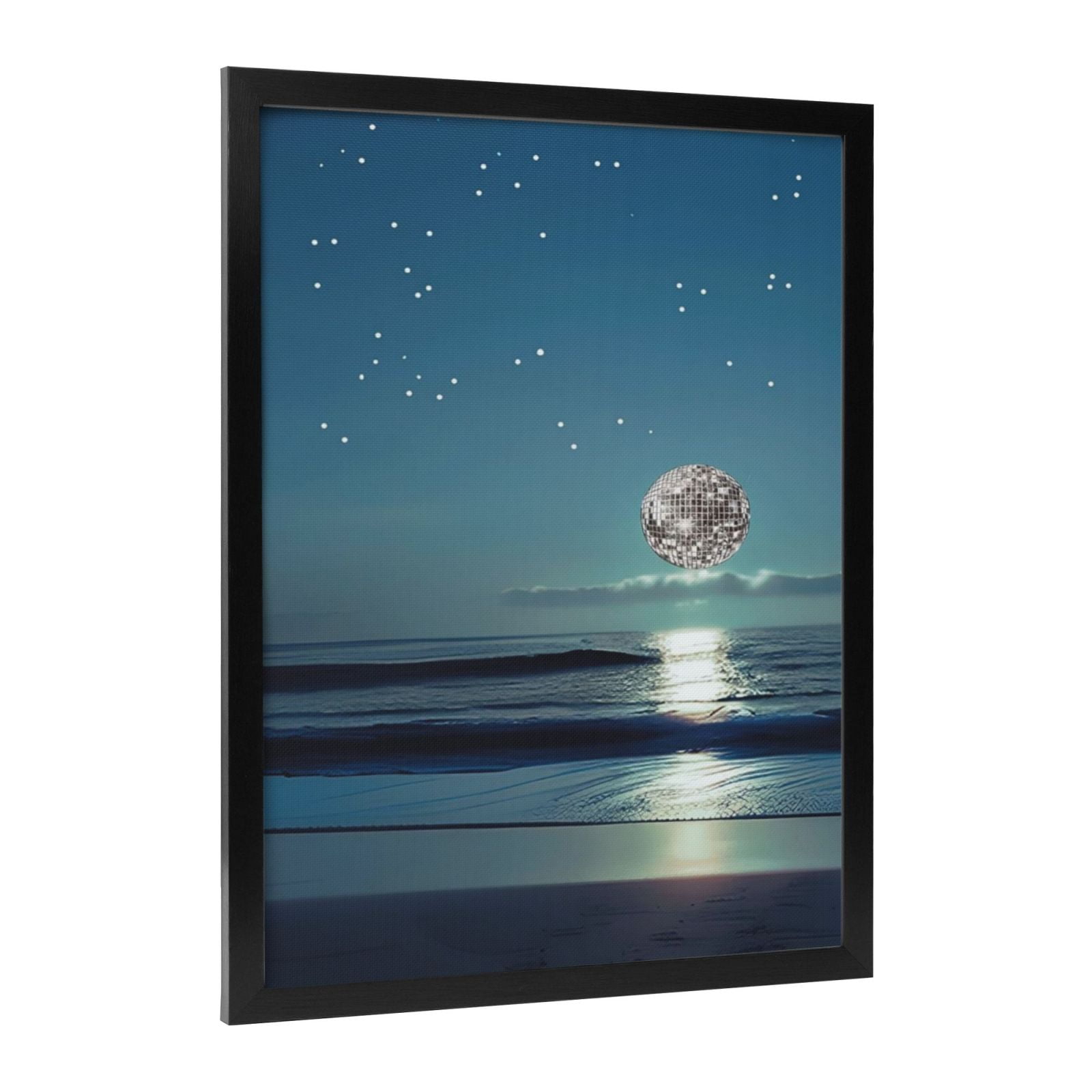 ALOUYA Trendy Night Beach Scenery Wall Art Abstract Moon Disco Ball ...