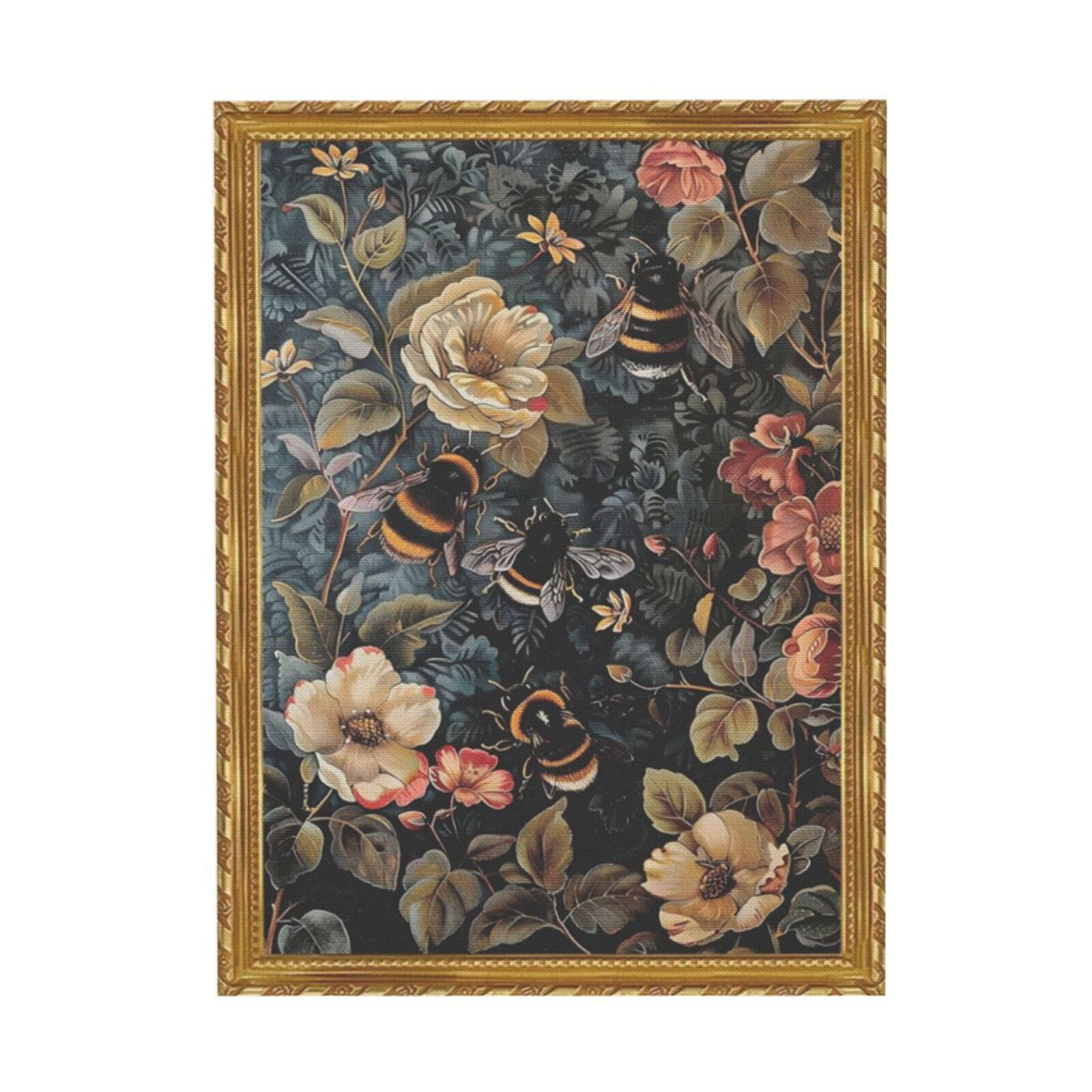 ALOUYA Vintage Bumble Bee Poster William Morris Wall Art Retro Farmhouse Mid Century Botanical ...