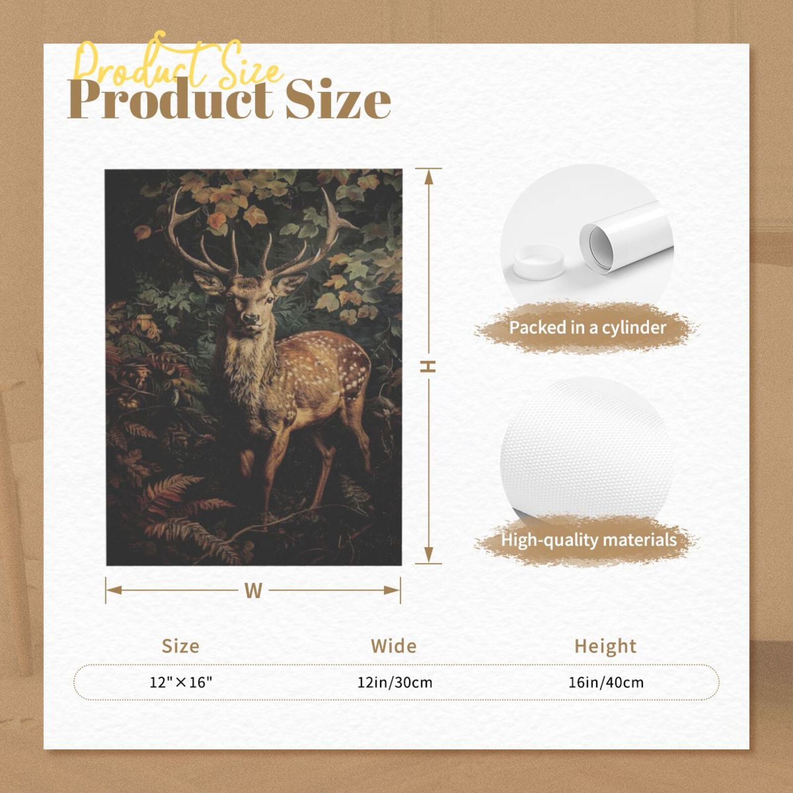 ALOUYA Vintage Country Deer Poster William Morris Wall Art Print Retro Mid Century Animal Buck ...