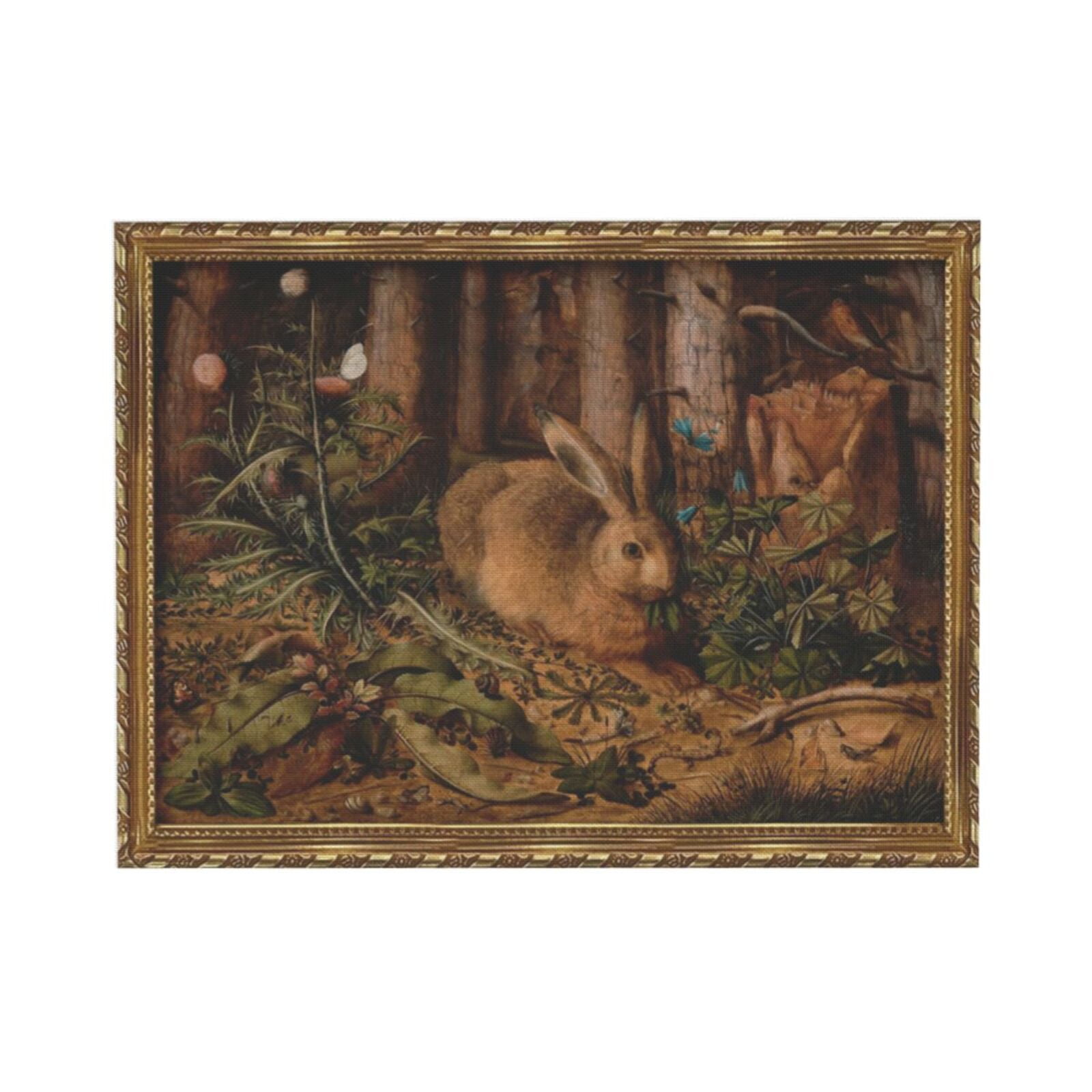 ALOUYA Vintage Easter Rabbit Canvas Wall Art Bunny Wall Poster Plants ...