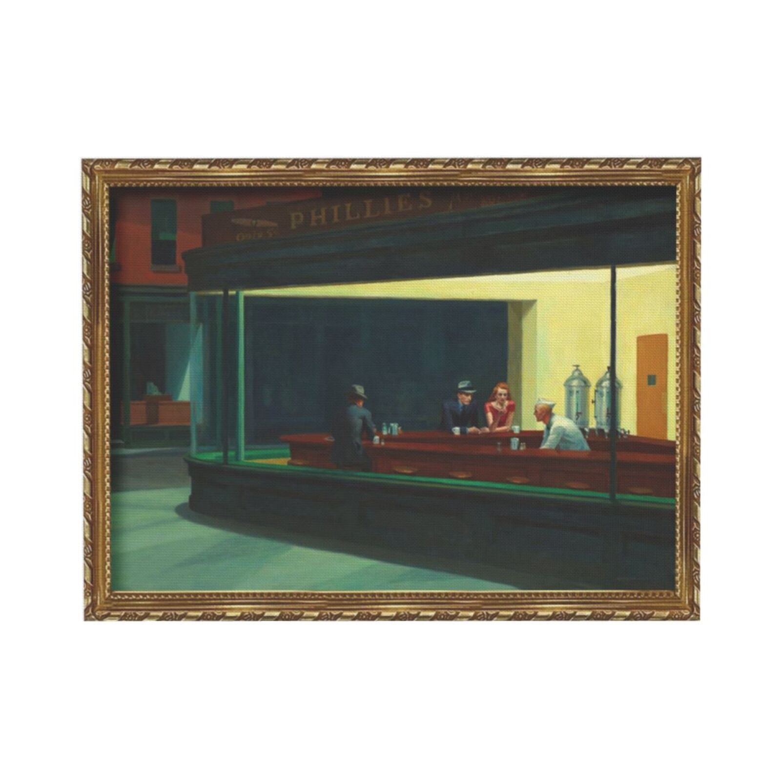 ALOUYA Vintage Edward Hopper Poster - Retro Nighthawks Print ...