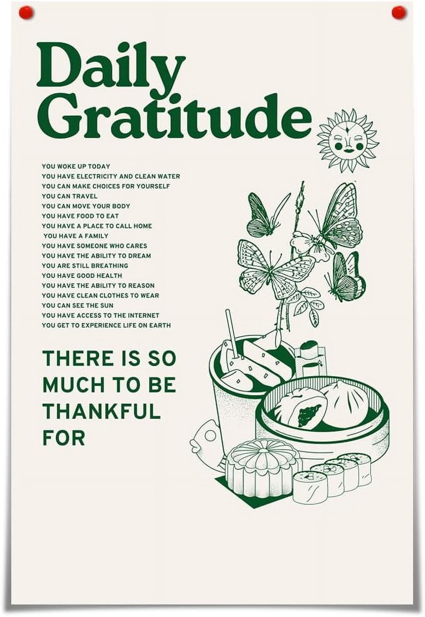 ALOUYA Vintage Green Inspirational Quotes Daily Gratitude Posters for ...
