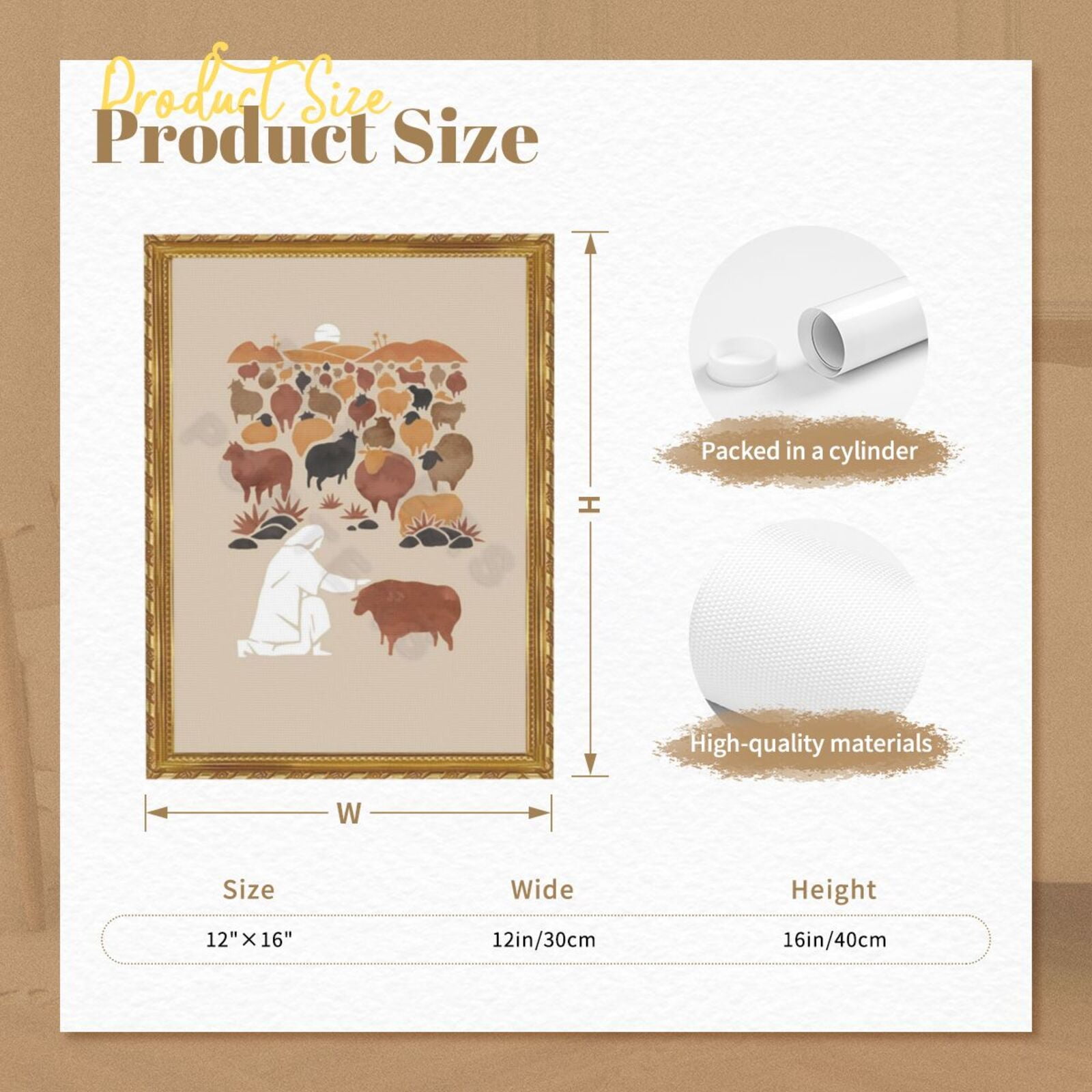 ALOUYA Vintage Jesus Christ The Good Shepherd Canvas Wall Art Posters ...