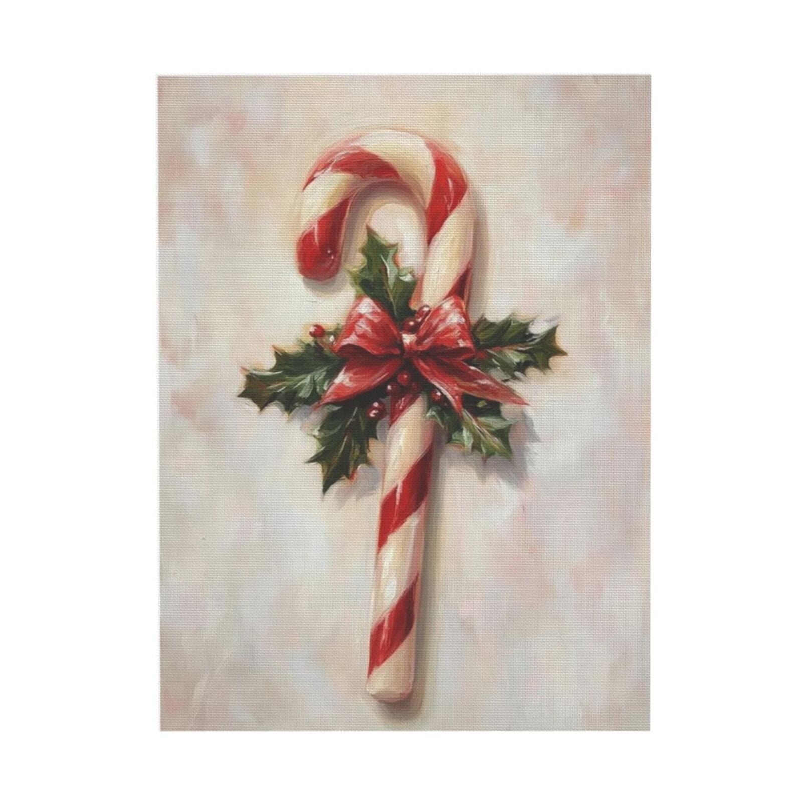 ALOUYA Vintage Rustic Christmas Wall Art Candy Cane Christmas Oil ...