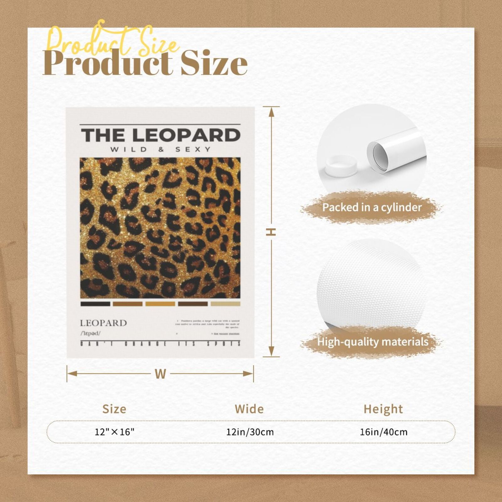 ALOUYA Vintage Wildlife Leopard Wall Art Abstract Animal Feline Canvas ...