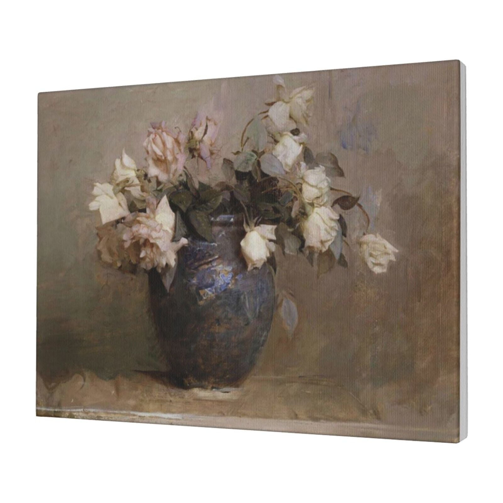 ALOUYA Wall Art Print Neutral Roses Painting Vintage Pink Roses Art ...