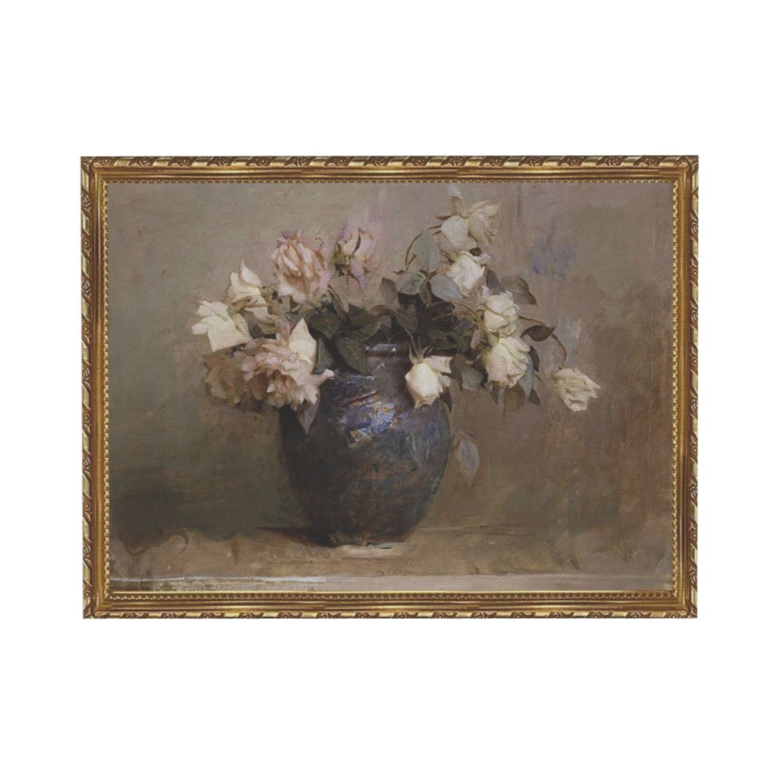 ALOUYA Wall Art Print Neutral Roses Painting Vintage Pink Roses Art ...