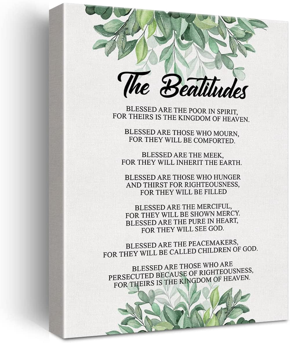 ALOUYA the Beatitudes Scripture Sign Canvas Home Wall Art Decor Bible ...