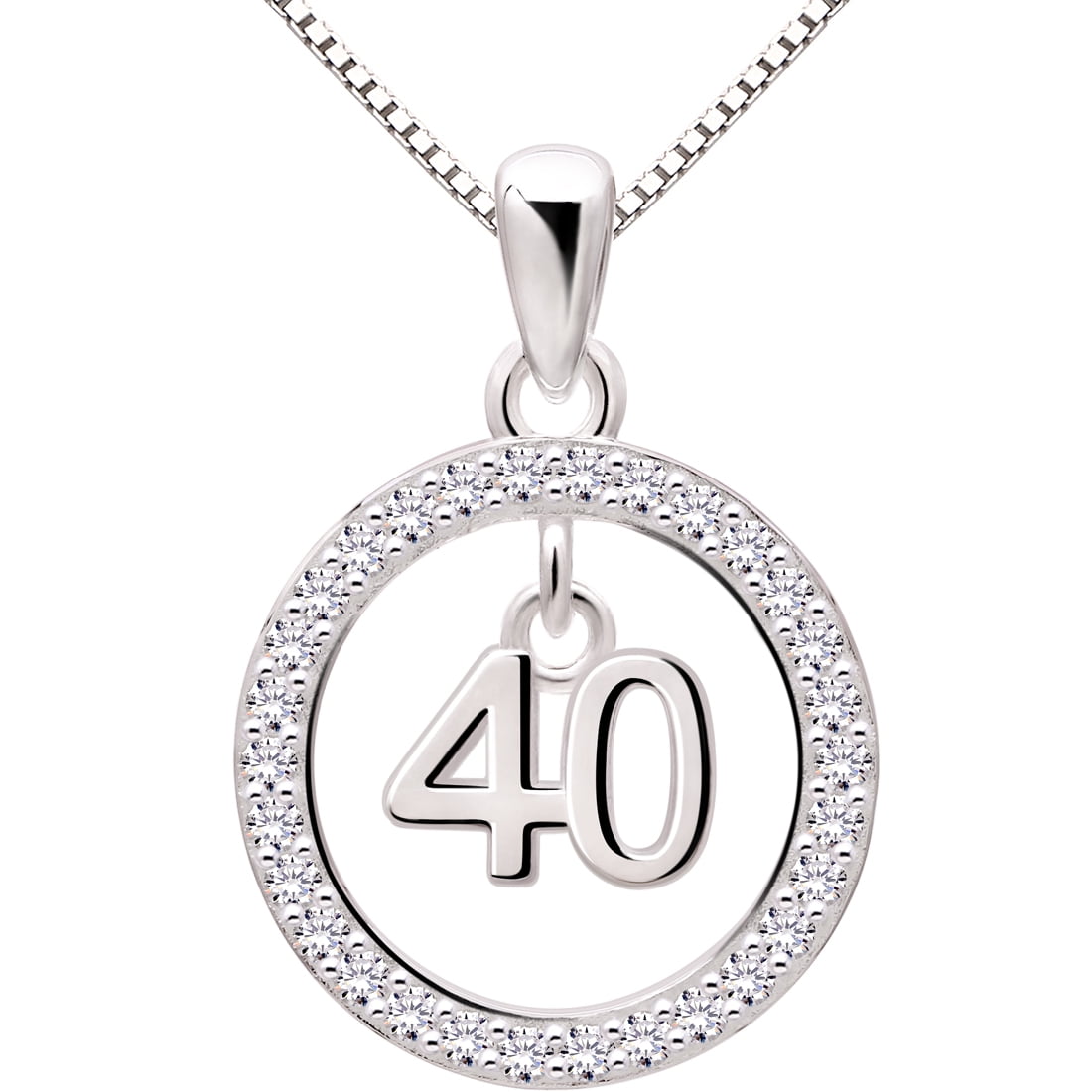 ALOV Jewelry Sterling Silver 40th Birthday Anniversary Lucky Number 40 ...