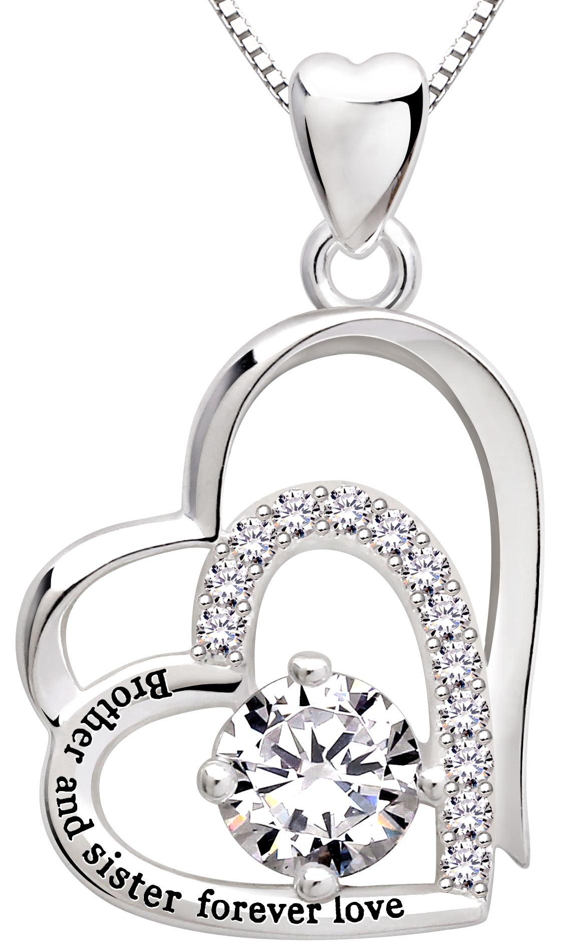 Big Sister Little Sister Double Heart 2 Piece Set Anti-Tarnish Necklace ...