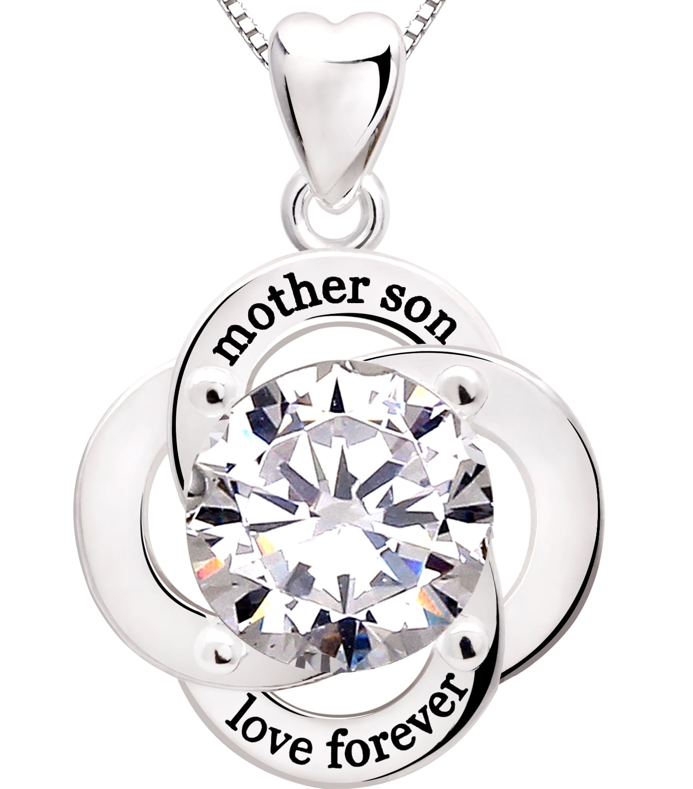 ALOV Jewelry Sterling Silver 'MOM' Cubic Zirconia Pendant Necklace ...