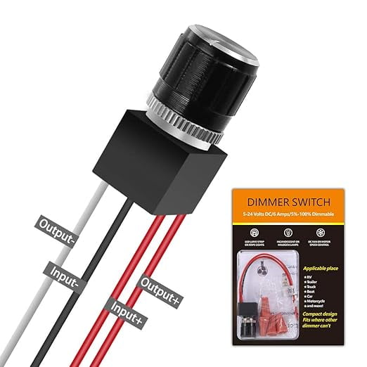 ALOVECO 12 Volt DC Dimmer Switch PWM for LED RV Lights Interior, 5-24 ...