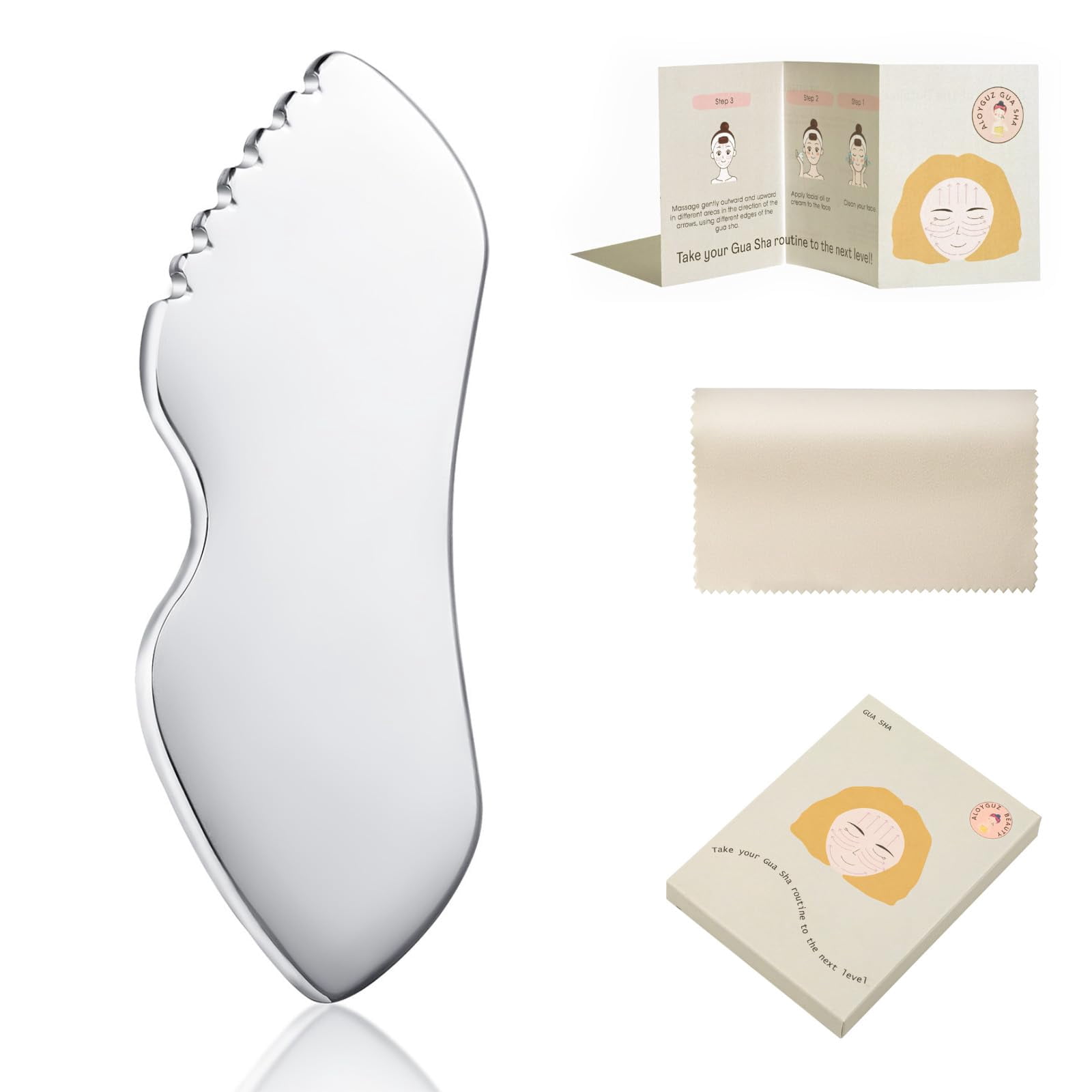ALOYGUZ Stainless Steel Gua IFF17 Sha Facial Tools Metal Detail Gua Sha ...
