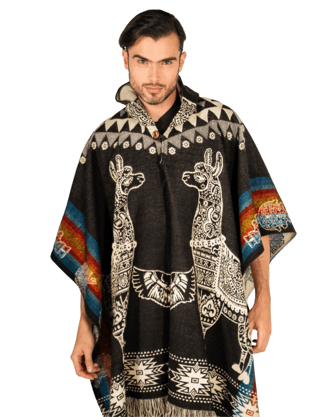 ALPAKITAS Alpaca Wool Poncho - Ancestral Design Poncho - Hooded Poncho ...