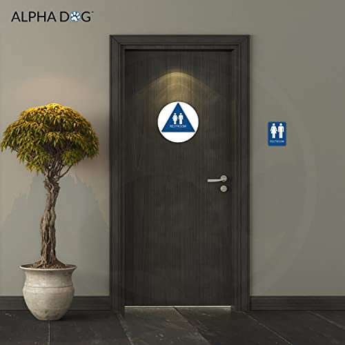 ALPHA DOG ADA SIGNS Unisex Bathroom Sign Bundle 6x9 inch ADA Compliant ...