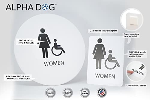 ALPHA DOG ADA SIGNS - Women's Bathroom Sign Bundle with Braille for ...