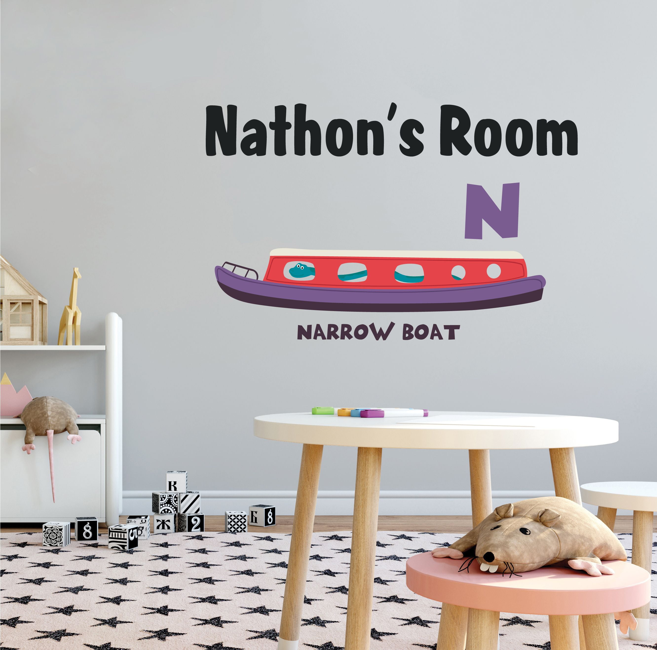 ALPHABET - Nursery Kids Bedroom Personalized Name Decal Narrow Boat ...