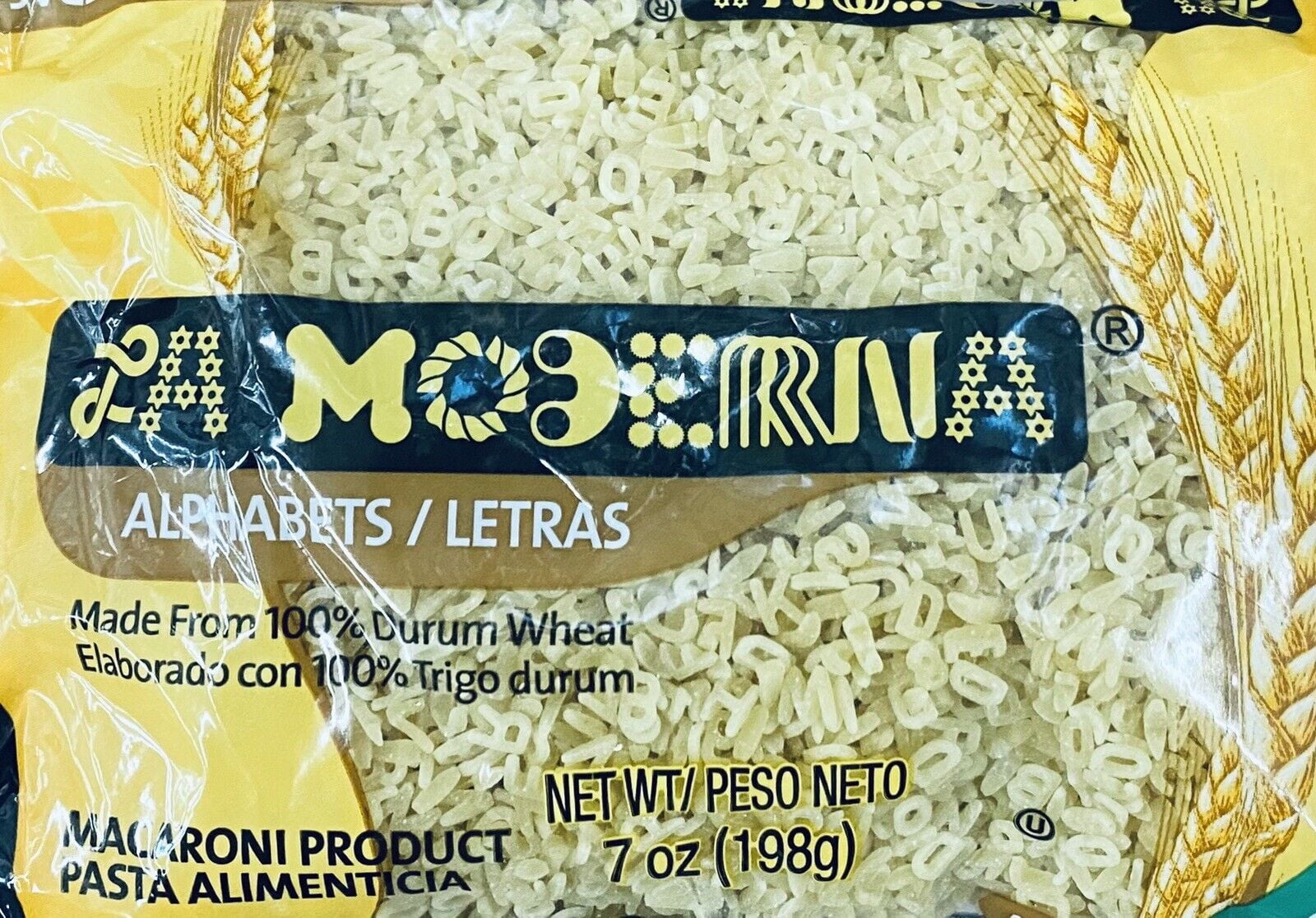 La Moderna ALPHABETS Pasta Noodles Durum Wheat Macaroni 7 Oz Bag - NEW ...