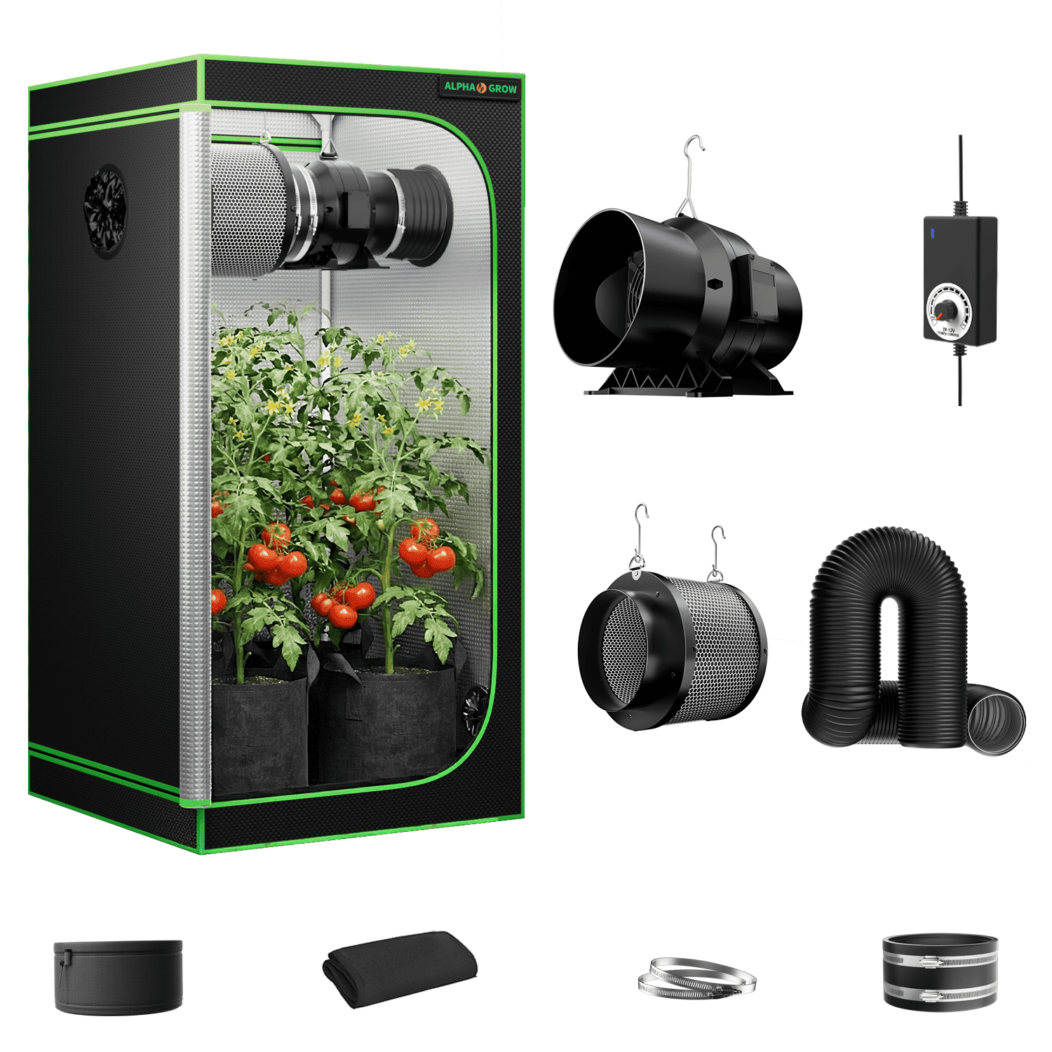 ALPHAGROW 24"x24"x48" Indoor Grow Tent System with Classic D-Door ...