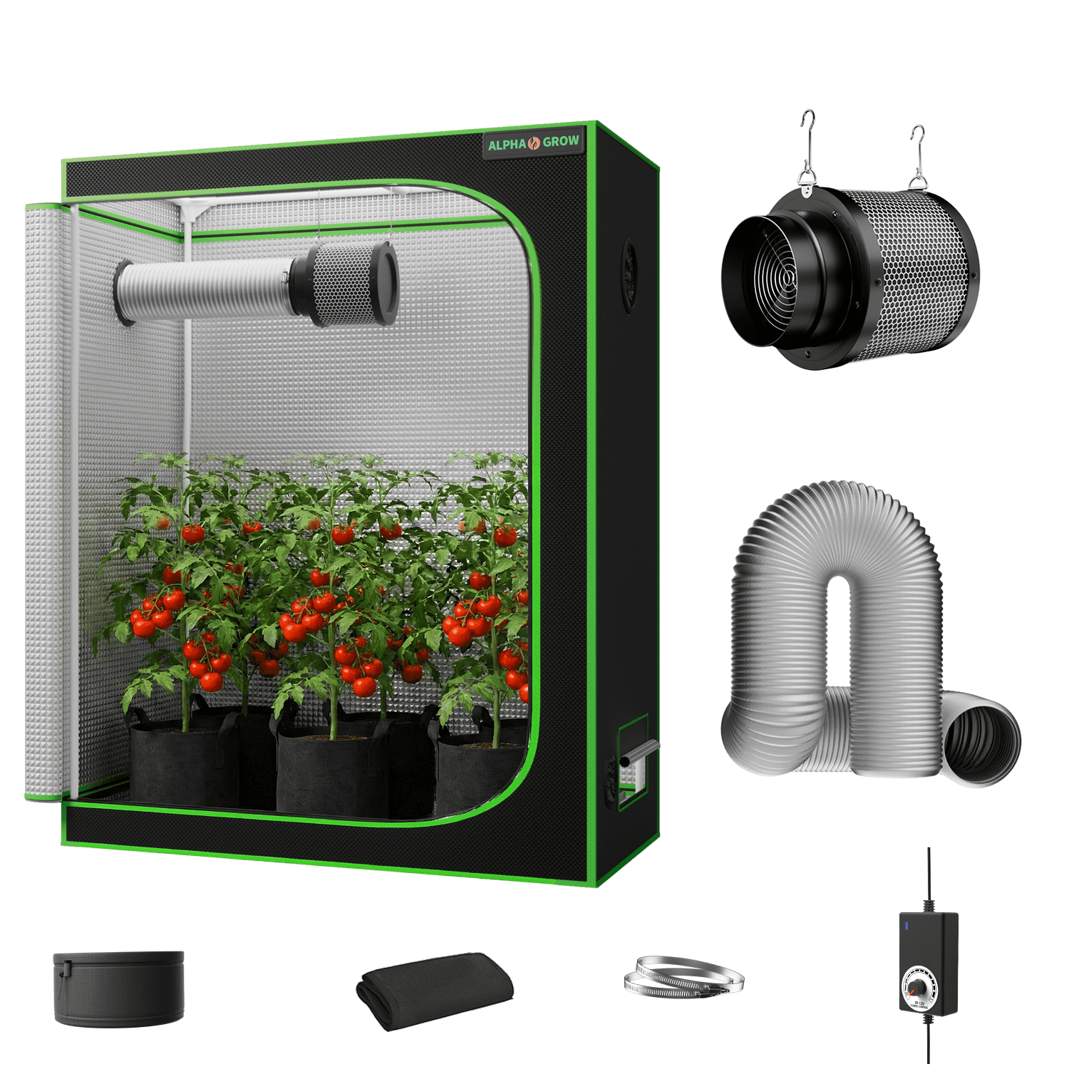 ALPHAGROW 48"x24"x60" Indoor Grow Tent System with Classic D-Door ...