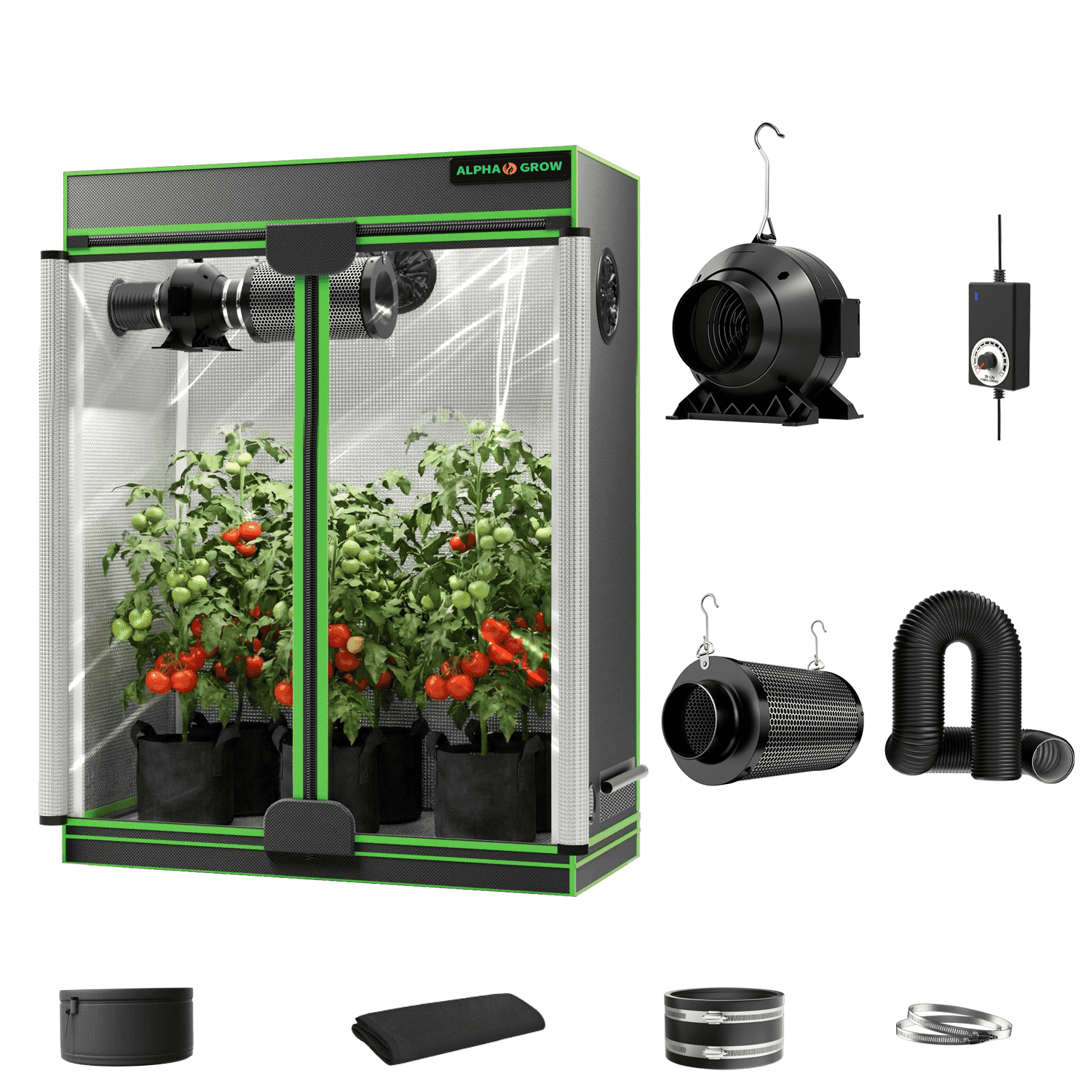 ALPHAGROW 48"x24"x60" Indoor Grow Tent System with Twin-Door Access ...