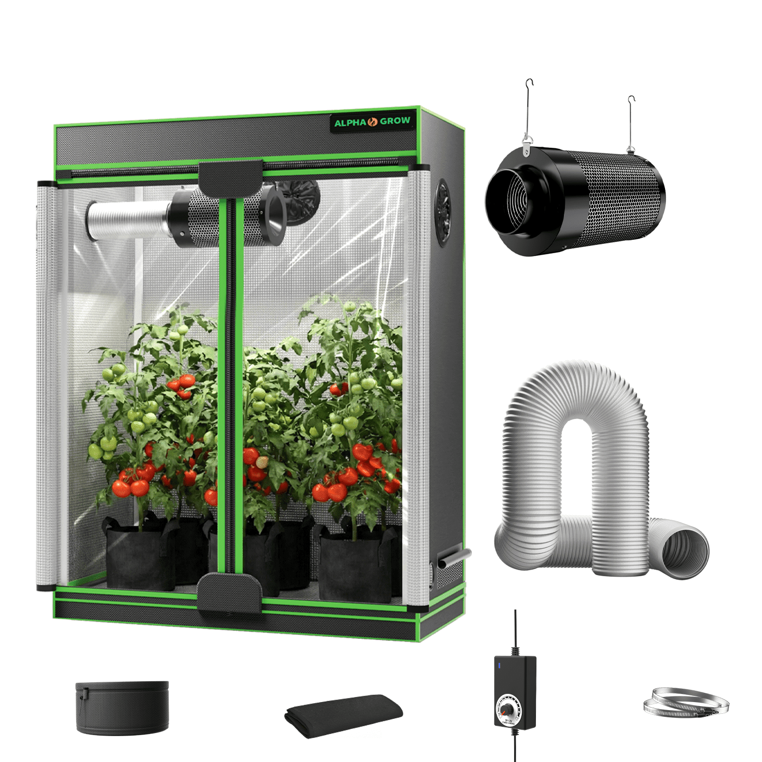 ALPHAGROW 48"x24"x60" Indoor Grow Tent System with Twin-Door Access ...