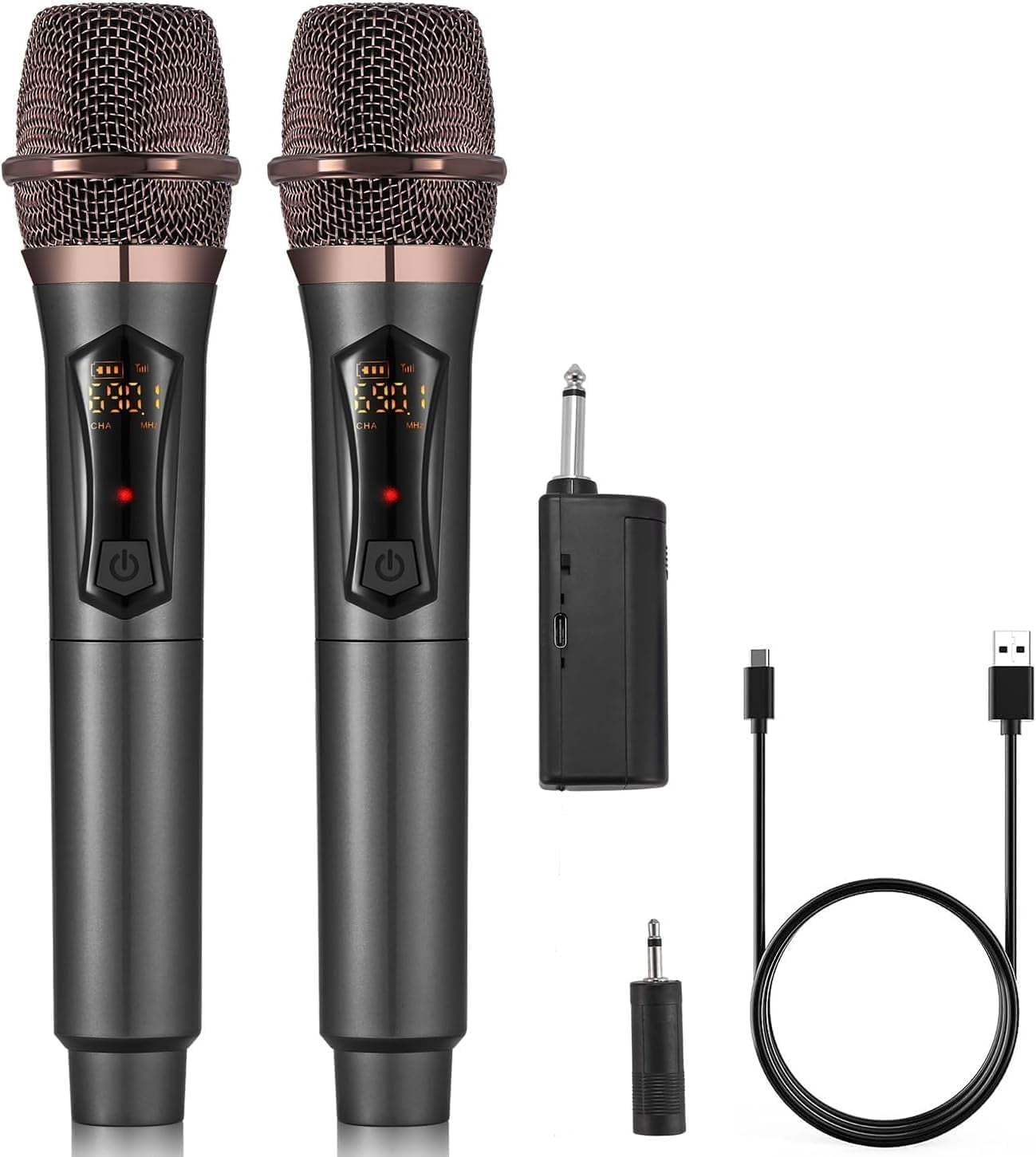 ALPOWL Wireless Microphones, Metal Dynamic Microphone System with ...