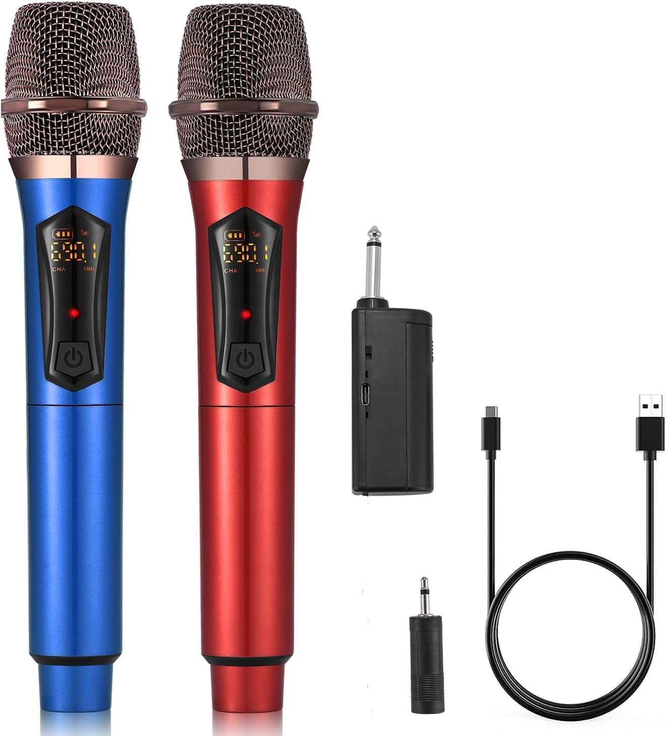 ALPOWL Wireless Microphones, Metal Dynamic Microphone System with ...