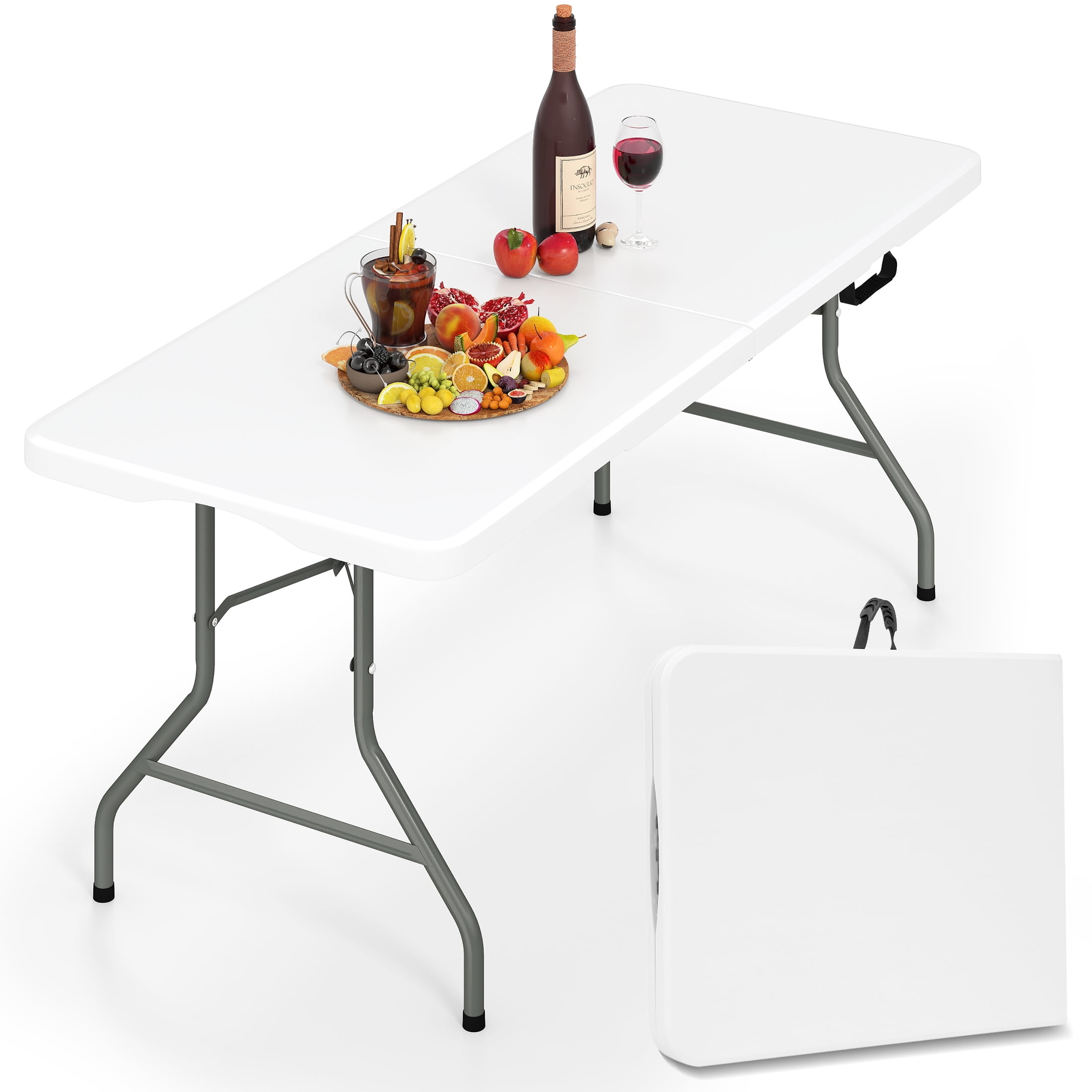 Harigal 6ft Folding Table for Indoor and Outdoor Use, Plastic 6 Foot ...
