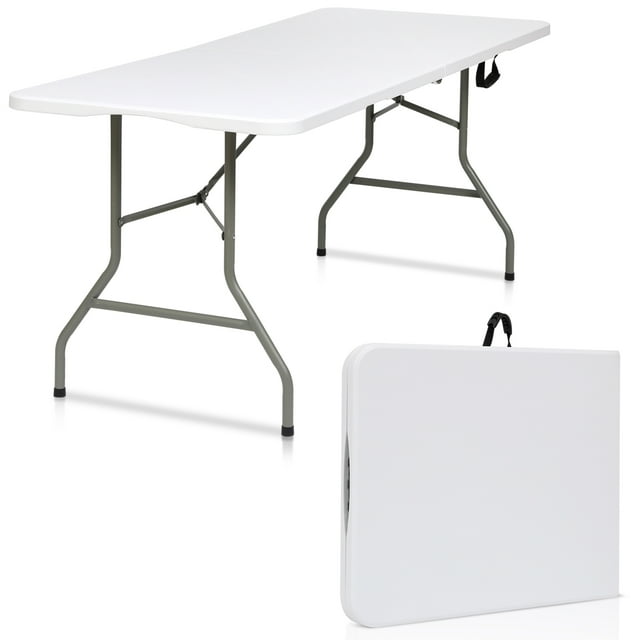 ALPULON Folding Table 6ft with Carrying Handle, White - Walmart.com