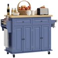 ALPULON Kitchen Island on Wheels, Rolling Cart with Rubberwood Top ...