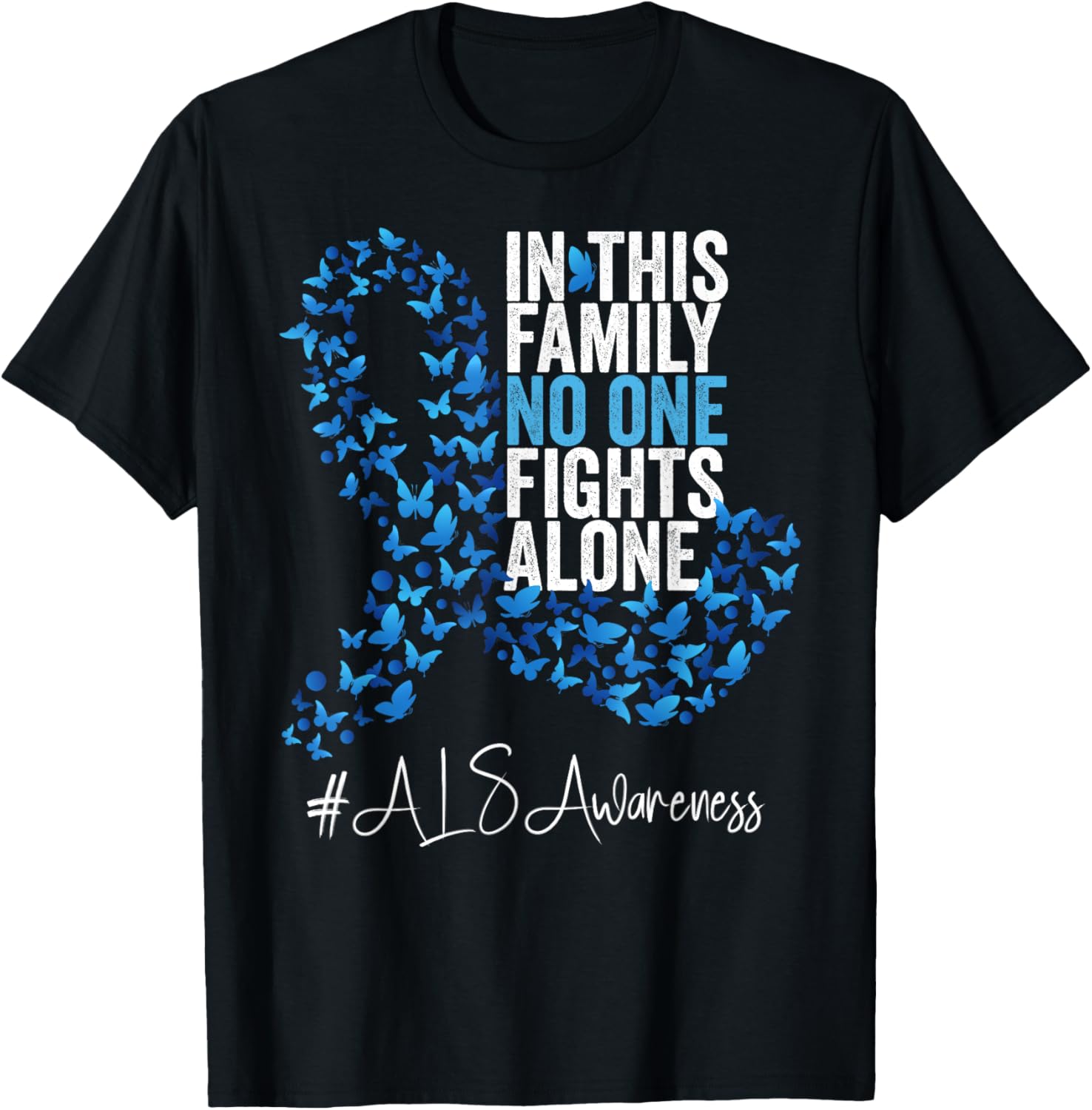 ALS Awareness Month Blue Ribbon Butterflies T-Shirt - Walmart.com