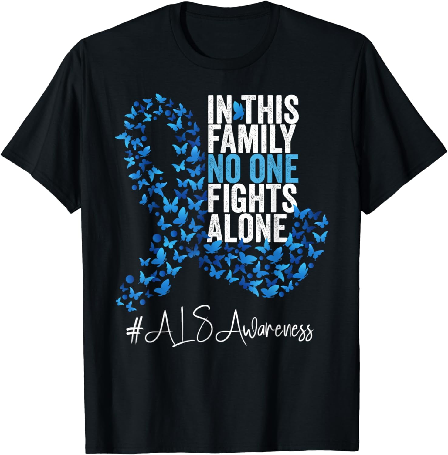 ALS Awareness Month Blue Ribbon Butterflies T-Shirt - Walmart.com