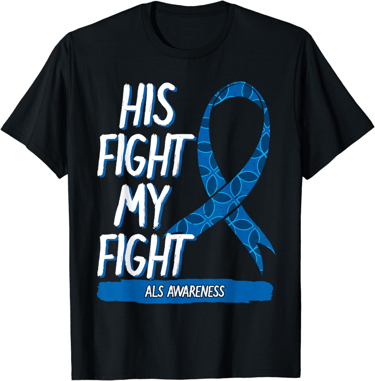 ALS Awareness Ribbon MND Lou Gehrig's Disease Blue Cotton T-Shirt ...