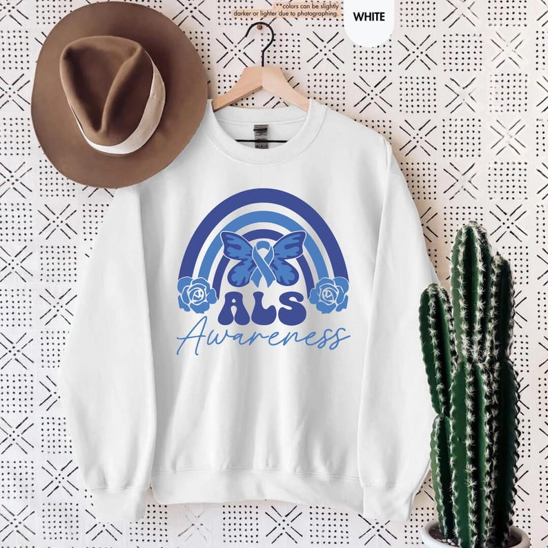 ALS Awareness Shirt, ALS Butterfly Tee, Blue Ribbon Shirt, Awareness ...