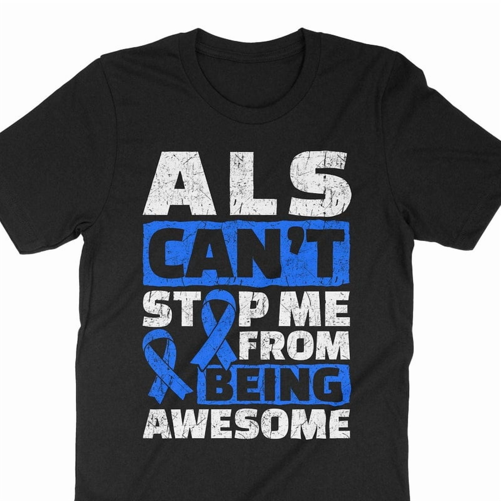 ALS Awareness Survivor Support Blue Ribbon Warrior Hope Graphic T Shirt ...