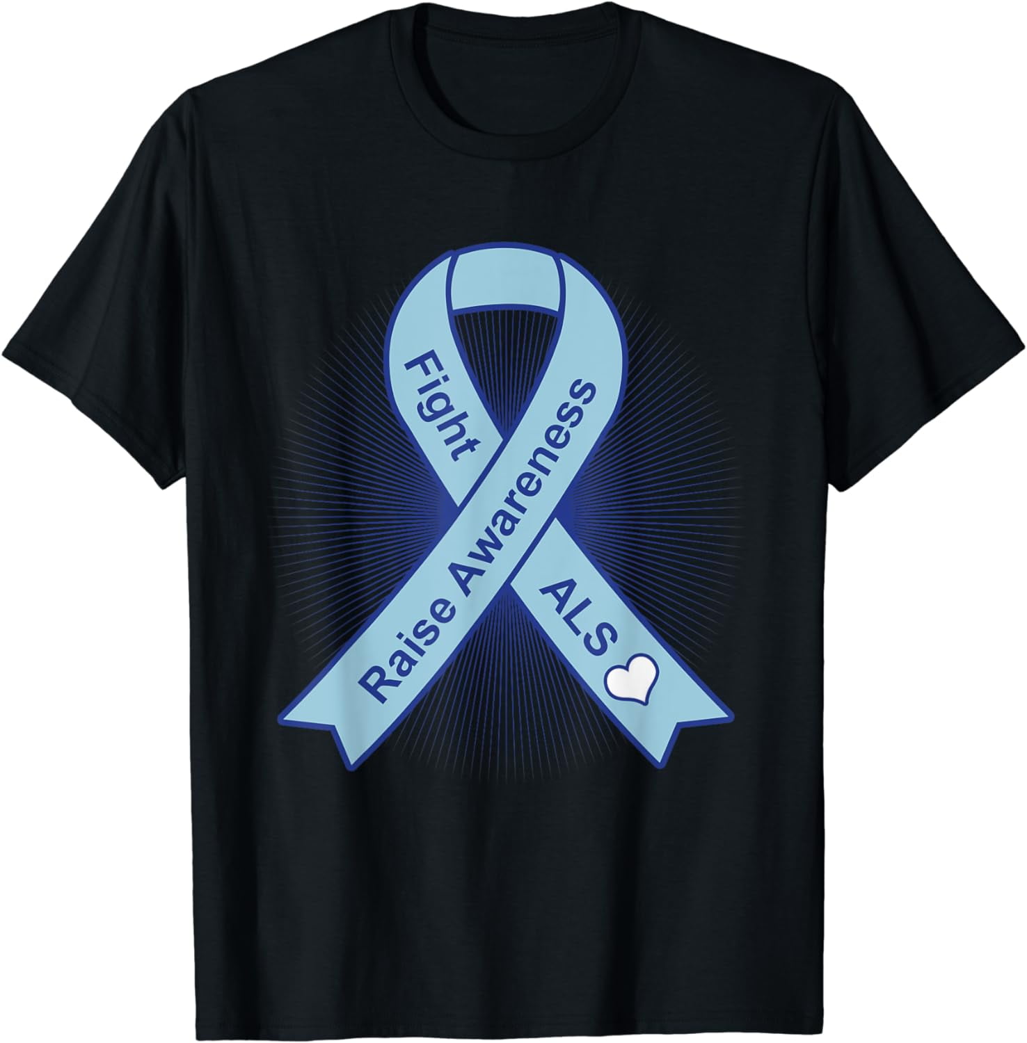 ALS Disease Awareness T-Shirt. Blue Ribbon Gift Black T-shirt - Walmart.com